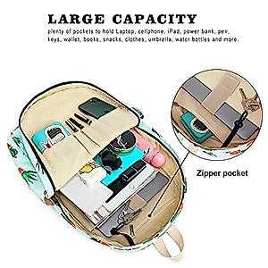 LIMHOO School Bags for Teen Girls, Teenagers School Backpack, Bookbag with Lunch Box Pencil Case (Cactus)