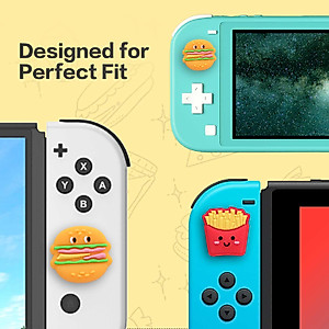 NANANINO Silicone Joycon Thumb Grip Caps, Soft Joystick Cover Caps Compatible with Nintendo Switch/OLED/Switch Lite, 4PCS - Burger and French Fries Styling
