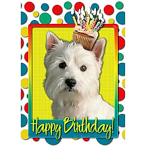 CafePress Birthday Cupcake Westie Folded Greeting Card Matte