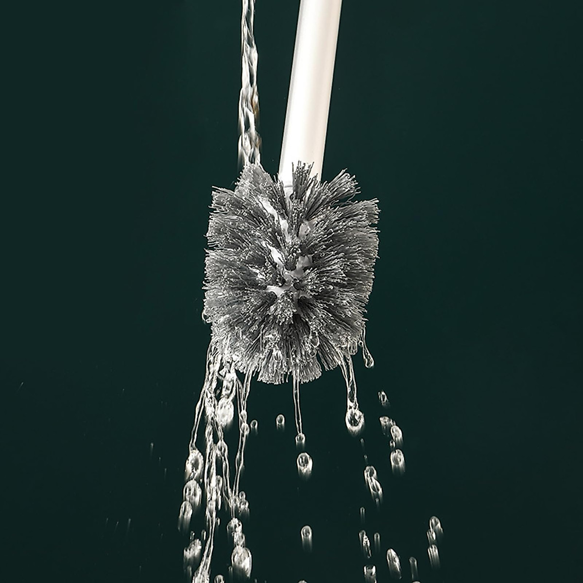 Long Handle Toilet Brush 1 Set Wall-Mounted with Holder Flexible Bristles Hangable Design No Dead Corner Bathroom Bowl Cleaner Scrubber Kit Easy Pink