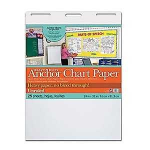 Pacon PAC3371 Heavy Duty Anchor Chart Paper, Unruled, White, 24" Width, 32" Length, 25 Sheets