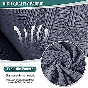 Ruaozz Ottoman Covers Slipcover Rectangle Footrest Stool Cover Ottoman Slipcovers Storage Stool Ottoman Cover Soft Stretch Jacquard Washable with Elastic Straps Bottom（Large, Grey