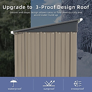 5X3 FT Outdoor Storage Shed, Waterproof Metal Garden Sheds with Lockable Door, Steel Tool Storage Buildings Shed & Outdoor Storage House for Garden, Backyard, Patio, Lawn, Trash Cans(Brown)