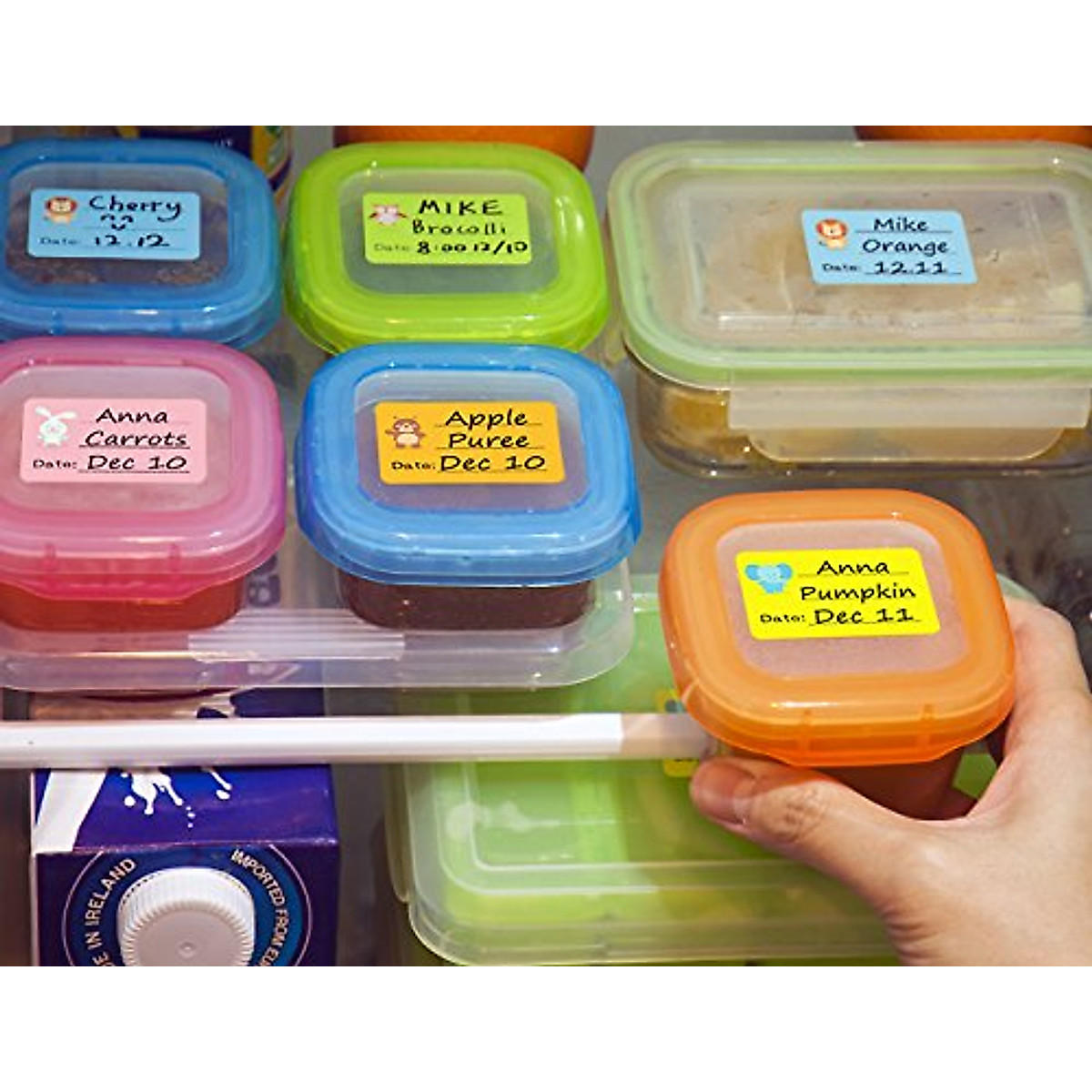 Baby Daycare Labels, Removable Write-On Date Labels for OXO Tot Baby Blocks Food Storage Containers, Trays, Jars, Freezer & Dishwasher Friendly, for Infants & Babies