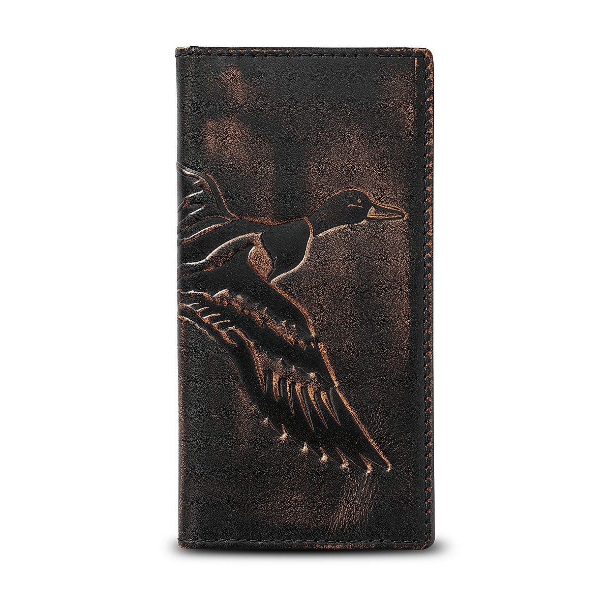 House of Jack Co. DUCK Long Wallet for Men | Full Grain Leather with Hand Burnished Finish | Long Bifold Wallet | Rodeo Wallet | Duck Hunter Gift