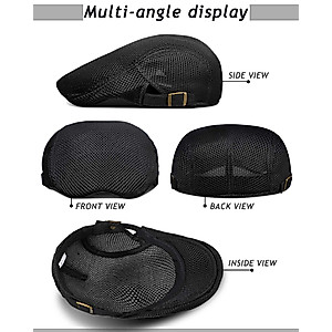 Chuarry 8 Pack Men's Mesh Flat Cap Breathable Summer Newsboy Hat Cabbie Driving Hats for Men