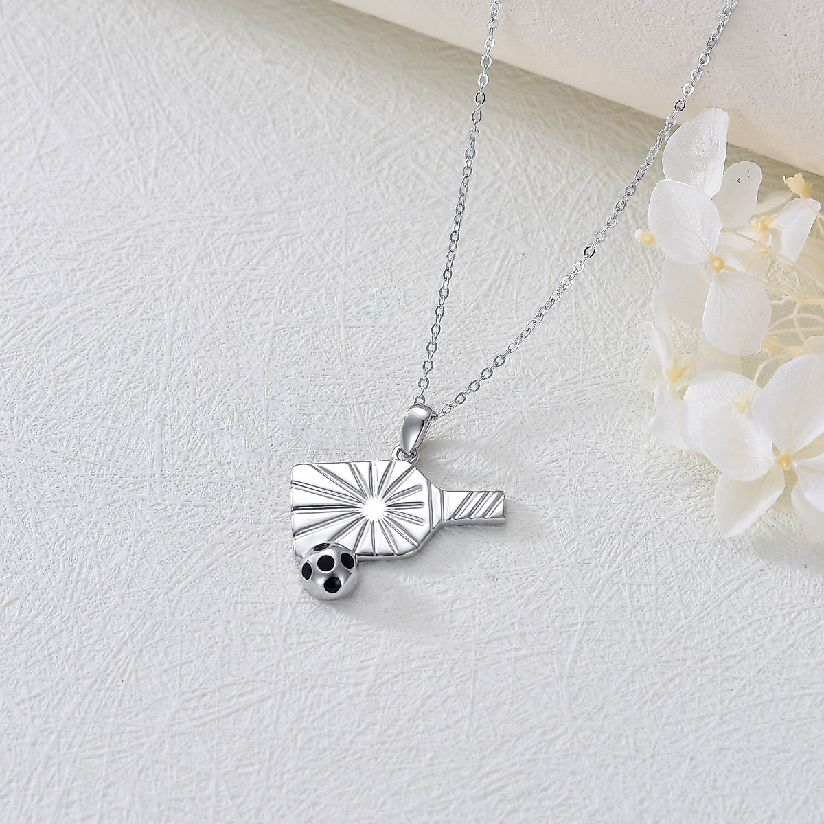 UCADRIT Pickleball Necklace Sterling Silver Pendant Pickleball Paddle Jewelry Gifts for Women