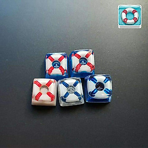 Handmade R4 Keycap Ring Buoy Marine Style Thick Resin Shine Through Backlit Keycaps for Cherry MX Gaming Mechanical Keyboard (NO.2)