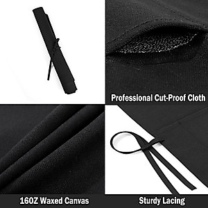 Chef Knife Roll Bag, Knife Bag with 5 Slots, Specialized Cut-Resistant Fabric Lining, Heavy Duty 16oz Waxed Canvas Knife Roll Case | Black | 21"L x 15.5"W