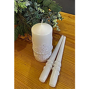 Magik Life Unity Candle Set for Wedding - Wedding Accessories for Reception and Ceremony - Candle Sets - 6 Inch Pillar and 2 10 Inch Tapers - Decorative Pillars White