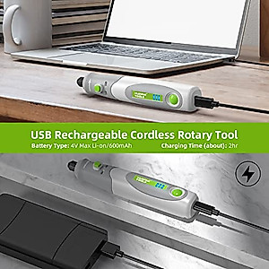 Huepar Tools Mini Cordless Rotary Tool 4V, 3-Speed Rotary Tool 5000-15000RPM with 58 Pcs Accessories, USB Charging Rotary Tool Kit for Sanding, Polishing, Drilling, Cleaning, DIY Crafts-RT4 Basic