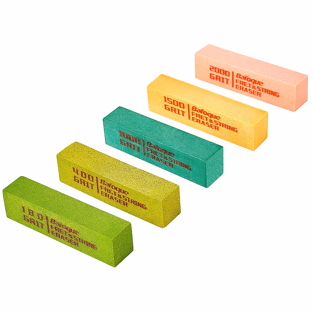 Guitar Fret Erasers, Fret Polishing Abrasive Rubber Blocks, Fret Cleaner Kit, Fret Polish Kit for Fretwire String and Metal, Set of 5 Grits (180 & 400 & 1000 & 1500 & 2000 Grit)