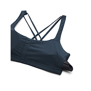 CRZ YOGA Women's Low Impact Strappy Sports Bra - Low Cut Wirefree Padded Yoga Bra Criss Cross Back True Navy Medium