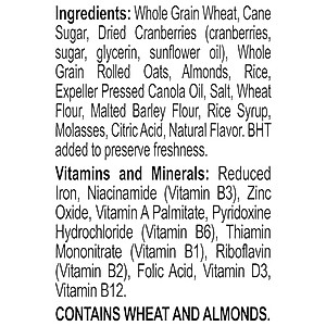 Great Grains Cranberry Almond Crunch Cereal, Cereal with Dried Cranberries and Almonds, Non-GMO Project Verified, 14 OZ Box
