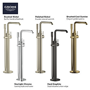 GROHE 2349100A Essense Single-Handle Freestanding Bathtub Faucet with Handheld Shower, Brass, Starlight Chrome