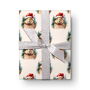 Watercolor Hamster Gerbil Guinea Pig Xmas Gift Wrap Premium Thick Wrapping Paper Capybara Animal Theme Merry Christmas Rodent Party Decor (6 foot x 30 inch roll)