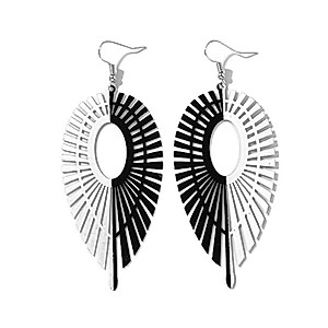 TIANHONGYAN Unique Metal Hollow Personality black and white symmetry Leaf Earrings Bohemian Lightweight leaf Dangle Drop Geometric Earrings for Women Charm Jewelry gift (leaf)