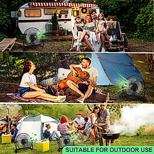 TonyEst Portable Solar Fan, 12'' Rechargeable Solar-Powered Tent Camping Fan with 12000mAh Battery, Cordless Floor Fan with USB Output, Dual-Use for Home, Outdoor, Travel, Patio, Car, Worksite