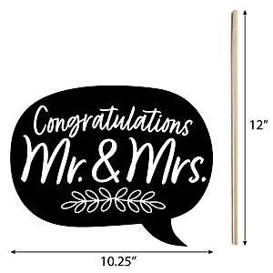 Big Dot of Happiness Mr. and Mrs. - Black and White Wedding or Bridal Shower Photo Booth Props Kit - 20 Count