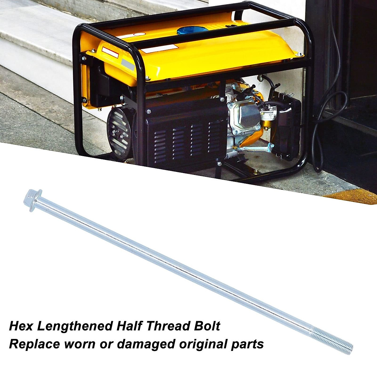 10pcs Carbon Steel Half Thread Hex Head Lengthened Wear Resistance Standard Size High Hardness for Lawn Mower (10*285)