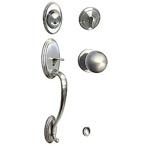 eBuilderDirect Satin Nickel Lock Door Round Knob Handle Entry/Privacy/Passage/Dummy/Deadbolt/Handleset 5765DC (Front Door Handle Set Keyed Alike)