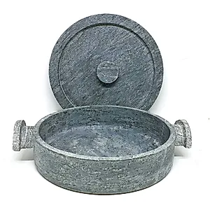 Cookstone 2.4 quarts saute pan and braiser | Handcrafted from a block of pure soapstone | Unique, durable and eco-friendly | Non-toxic and Non-stick | One time seasoning |THE GREEN ALTERNATIVE TO CAST