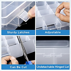 Benbilry 36 Grids Clear Plastic Organizer Box with Adjustable Dividers, 36 Compartment Organizer Clear Storage Container for Bead Organizer, Fishing Tackles, Felt Board and Jewelry Storage