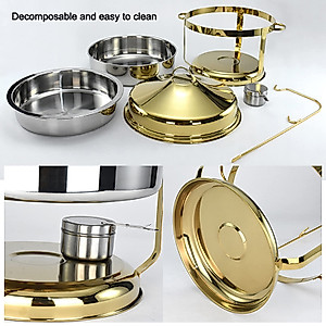 ZHIRCEKE Stainless Steel Chafing Dish Buffet Set, Buffet Servers and Food Warmers with Hanger, Water Trays & Food Pans for Parties Buffets,Gold,9L