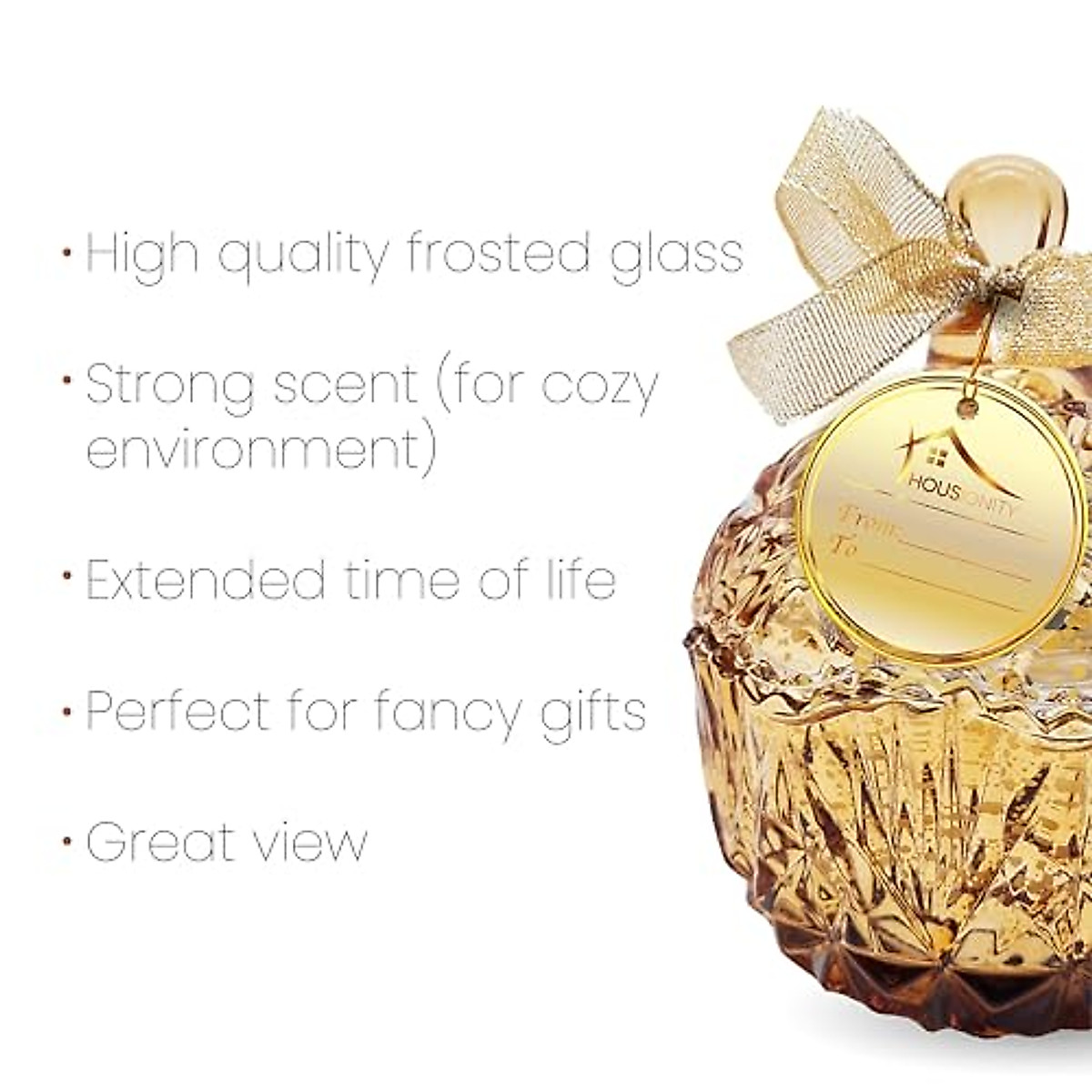Housionity Elderflower Candle in Frosted Glass, Luxury Jar, Strong Scent, Long Duration, Ideal Gift for Valentine's or Women, Jewelry Candle, Designer Fragrance.