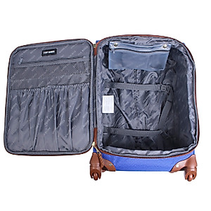 Steve Madden Designer Luggage Collection - Expandable 24 Inch Softside Bag - Durable Mid-sized Lightweight Checked Suitcase with 4-Rolling Spinner Wheels (Global Blue)
