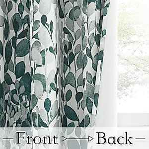 KGORGE Herb Foliage Pattern Curtains, Lighten up Indoor Space Room Darkening Window Curtain Set for Dining Area/Farmhouse, W 52" x L 84" per Panel, 2 Pcs, Green-Blue