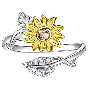 Ring Stuff Gift Fingertip Ring Spinning Ring My Sunshine Ring Sunflower Rings (Yellow, One Size)