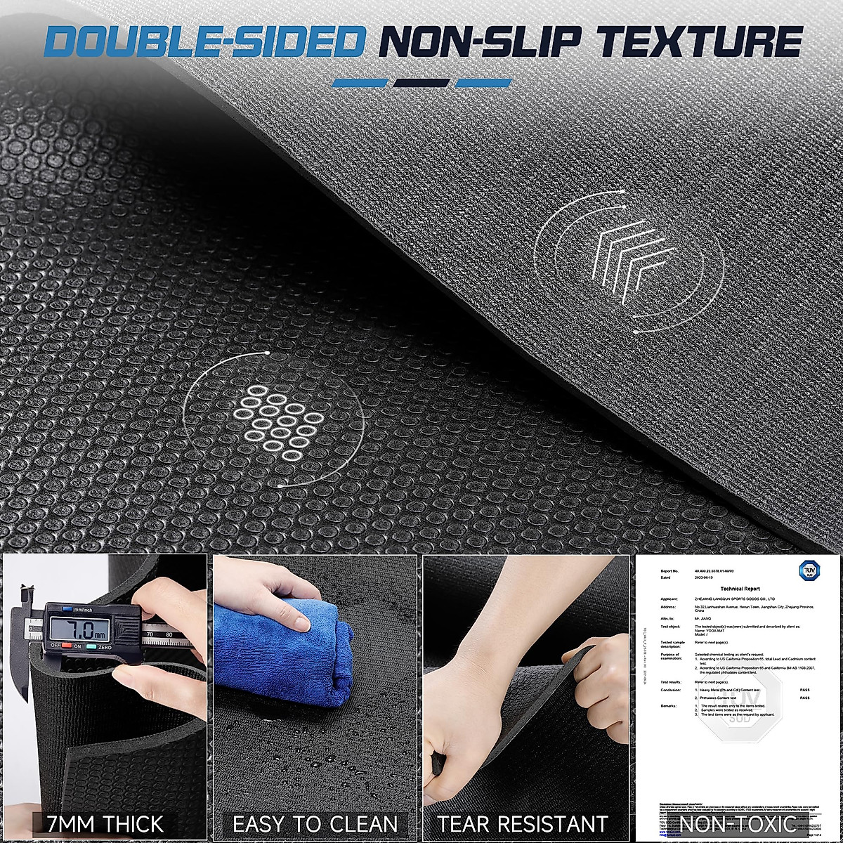 Exercise Mat - Rengue 8'x6' Large Exercise Mat Thick 7mm, Extra Wide Workout Mat for Men and Women, High-Density Large Gym Mat, Fit for Home Workout, Plyo, Cardio, Jump Rope, Weights