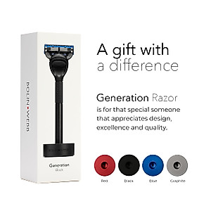 Bolin Webb Generation Razor and Stand in Graphite, Precision Engineered Aluminium Handle Fitted with 5 Blade Razor Cartridge, Luxury Shaving Set For Men