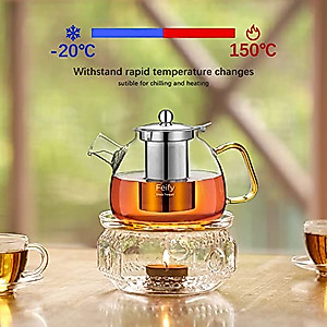 Glass Teapots for Stove Top (40oz/1200ml) Thicken Tea Pots for Loose Tea with Basket Infusers, Glass Tea Kettle Ideal Tea Sets for Women Tea Maker Gift