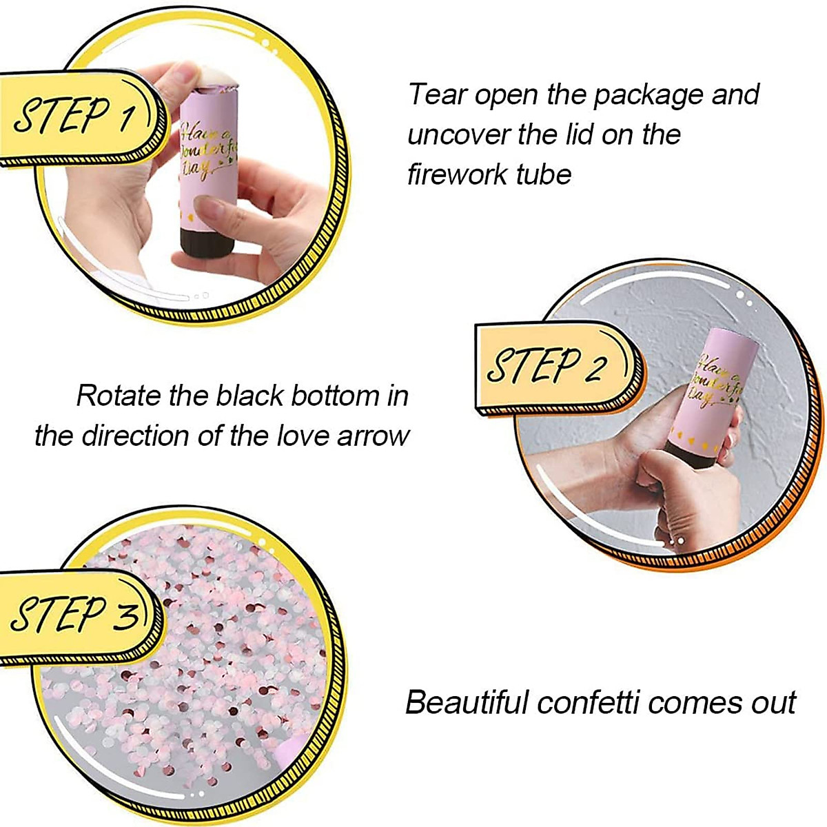 Pink Confetti Party Confetti Cannon, 6 Pack Mini Party Poppers Pink Confetti Cannon Shooters Biodegradable Confetti for Wedding Kids Birthday Party Supplies