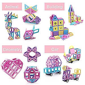 AOMIKS Magnetic Tiles 199 PCS Mini Magnetic Building Blocks for Girls & Boys Birthday Gift 3D STEM Educational Learning Creativity Toys for Kids Ages 3 4 5 6 7 8 Years Old