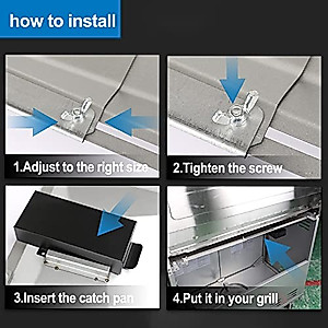 Utheer Adjustable Grease Tray with Catch Pan, Universal Drip Pan for 3/4/5 Burner Gas Grill Models, Grill Replacement Parts for Nexgrill, Charbroil, Expert Grill, Dyna Glo, Kenmore, BHG and More