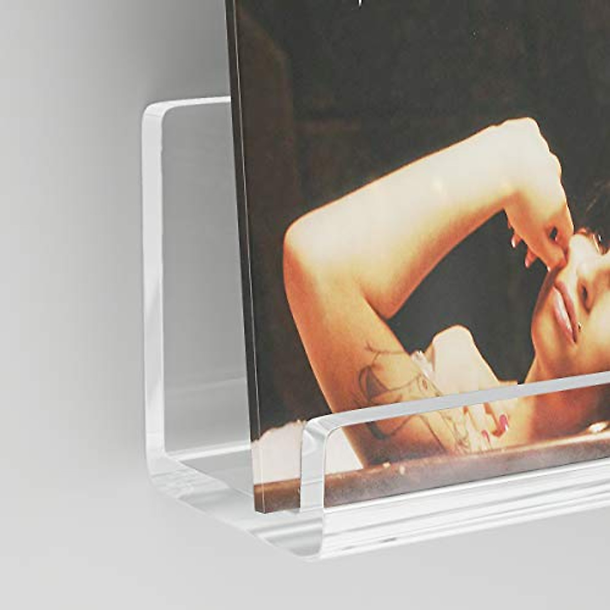 FEMELI Vinyl Record Shelf Wall Mount - 6 Pack 12-inch Clear Acrylic Album Record Holder Display Rack - Art for the Records Collector