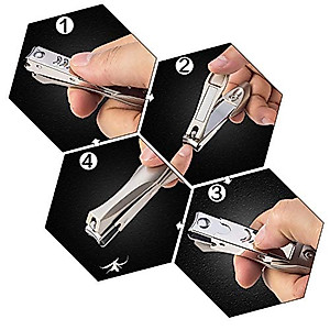 Nail Clippers for Thick Nails-Stainless Steel Nail Cutter with Catcher, No Splash Nail Clippers with Nail File, Sharp and Durable Nail Clipper, for Men and Women, Kids and Seniors,Bionic Design