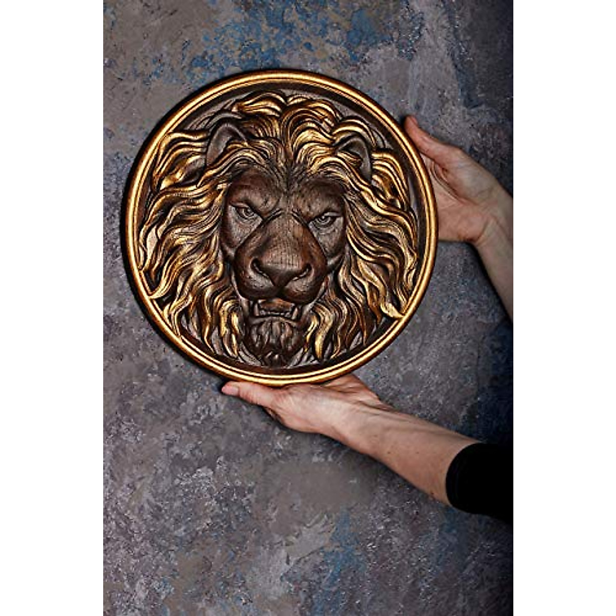 Lion Head Leo Carved Wood furniture appliques Furniture Onlay Wood rosette wood carvings Wall Hanging art