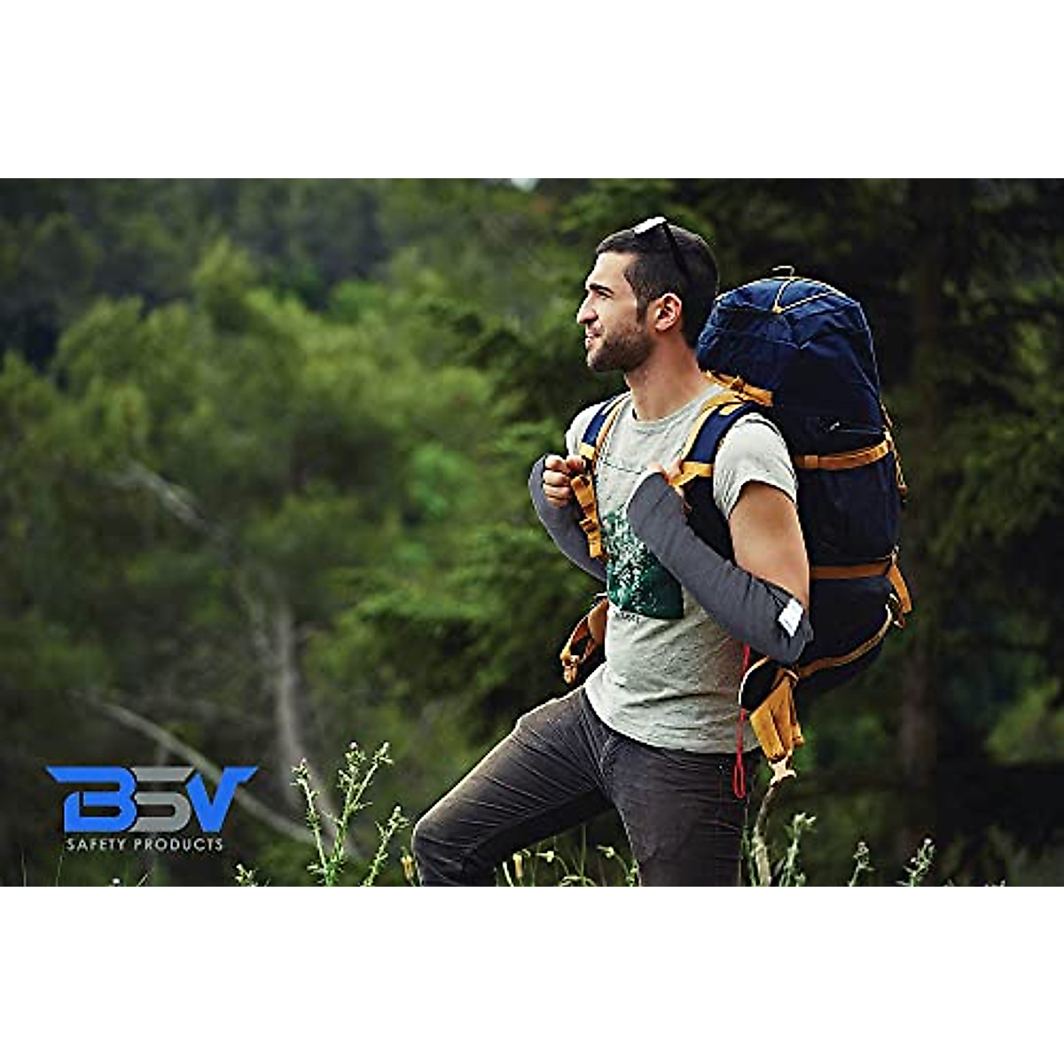 BSV Kevlar Cut, Scratch, Stab, Bite, Heat Resistant Mechanic Arm Protection Sleeves with Finger Opening -Unisex- 18 Inches, Black,1 Pair