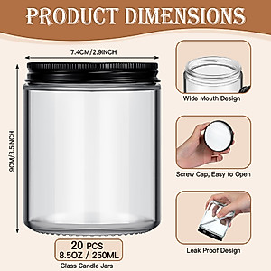 Dandat Candle Making Kit for Adults Beginners Candle Making Supplies DIY Crafts Kits including 20 Candle Jars with 100 Candle Wick 100 Wicks Stickers and Wooden Centering Devices for Making Candles