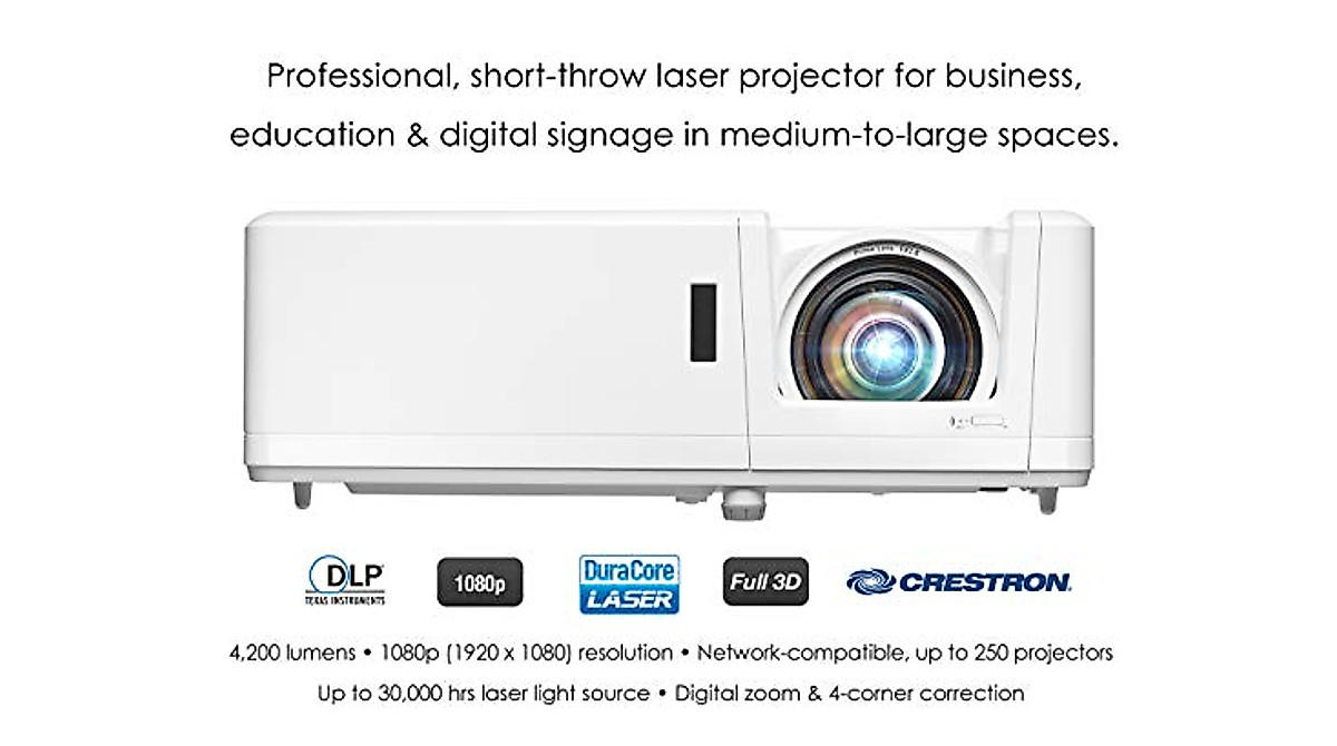 Optoma ZH406ST Short Throw Laser Projector - 4K HDR, 4200 Lumens