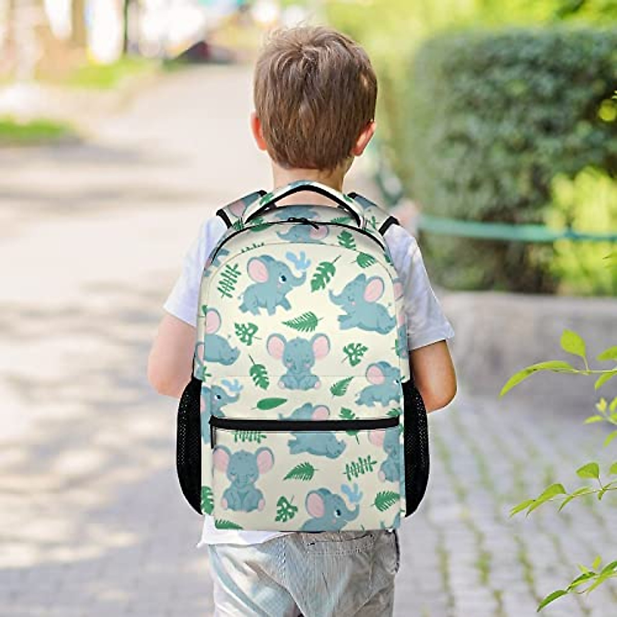 KNOWPHST Elephant Backpacks for Girls, Boys - 16 Inch Cute Backpack for School - Green, Large Capacity, Durable, Lightweight Bookbag for Kids Travel