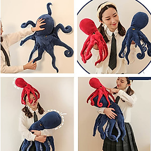 Xshelley Redsimulation Octopus Plush Toy, Soft Fish Cushion Pillow Octopus Plush Toy, Underwater Squid Doll Pillow Family Decoration Gift Children Pillow Plush Animal Toys (18inch)