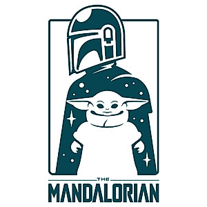 Men's Star Wars: The Mandalorian The Child and Bounty Hunter Silhouette Sweatshirt - White - Large