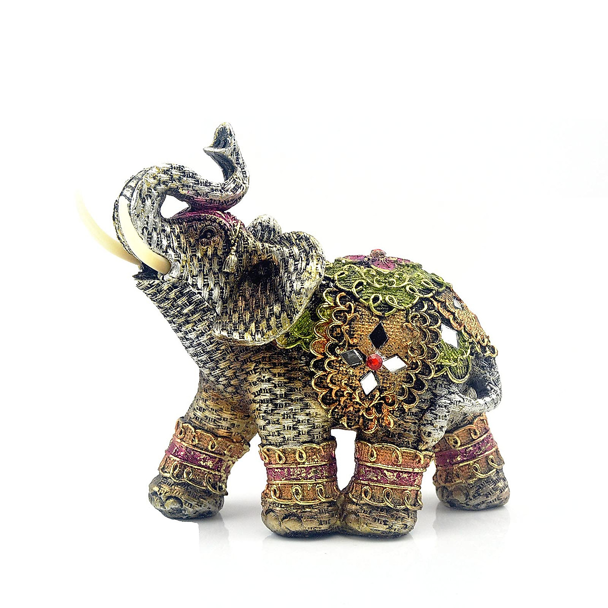 Elephant Statue, Lucky Elephant Statue Sculpture Wealth Figurine Gift Home Decoration (Rattan, Left)