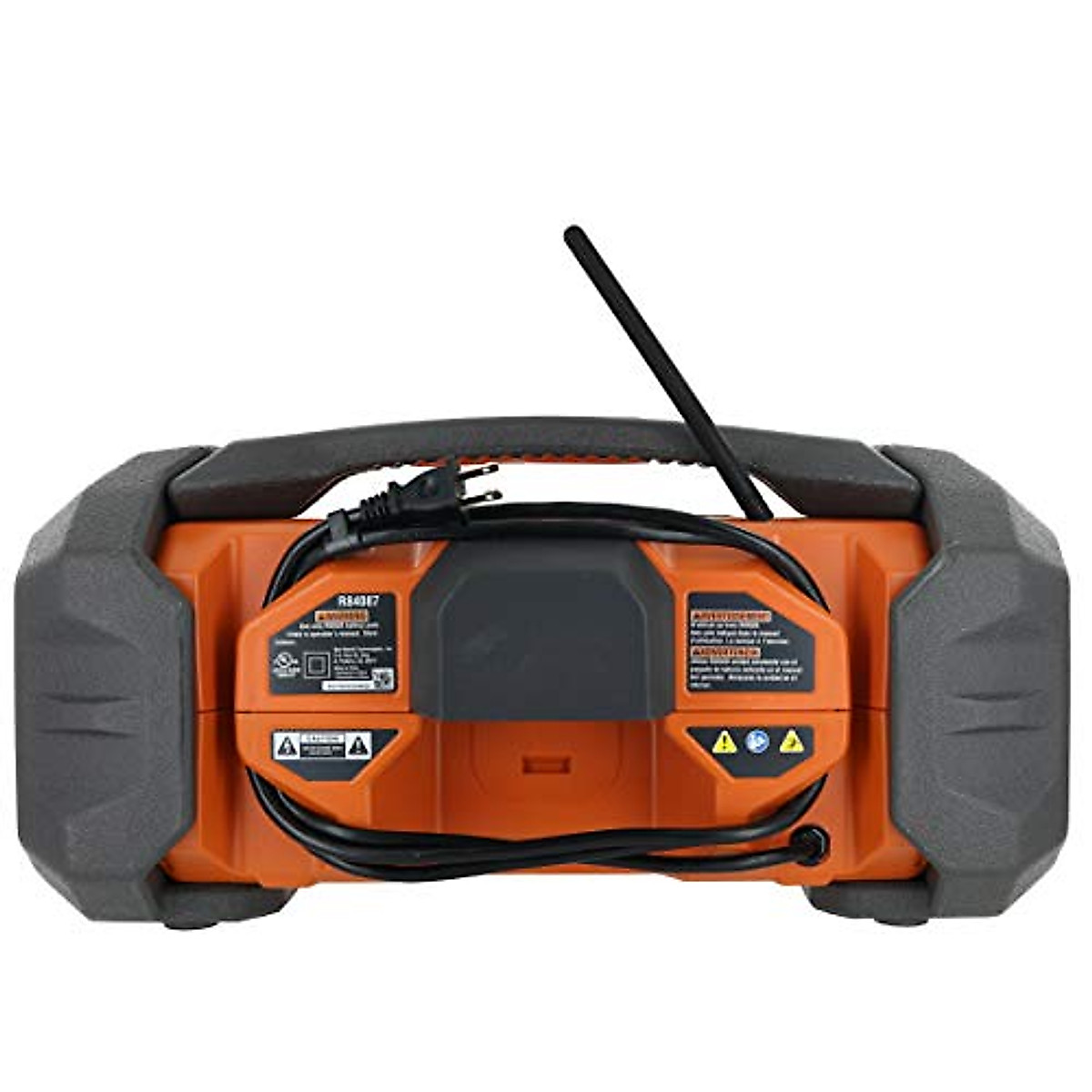 Ridgid R84087 18V Lithium Ion Cordless / Corded Jobsite Radio with Bluetooth, Aux, and AM/FM capabilities (AAA Battery and Aux Cord Included, 18V Battery Not Included)