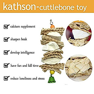 kathson Bird Seagrass Mat Parrot Grass Woven Hammock Parakeet Cuttlebone Chew Toys Trimming Cage Accessories Cockatiel Climbing Rope Ladder for Lovebird Conure Budgie,Cockatoo Supplies